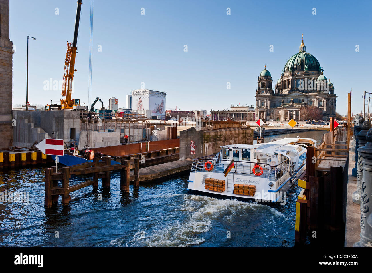 Reconstruction of Rathausbruecke bridge, Berlin, Germany Stock Photo ...