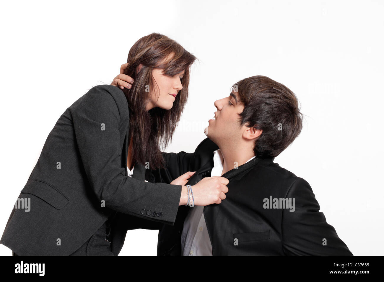 too young adult having a confrontation hard on studio Stock Photo - Alamy