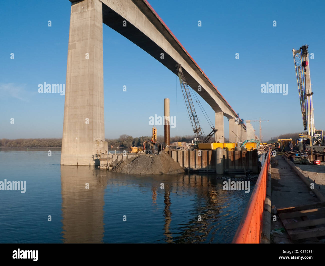 A bridge construction site on the Danube in Serbia Stock Photo - Alamy
