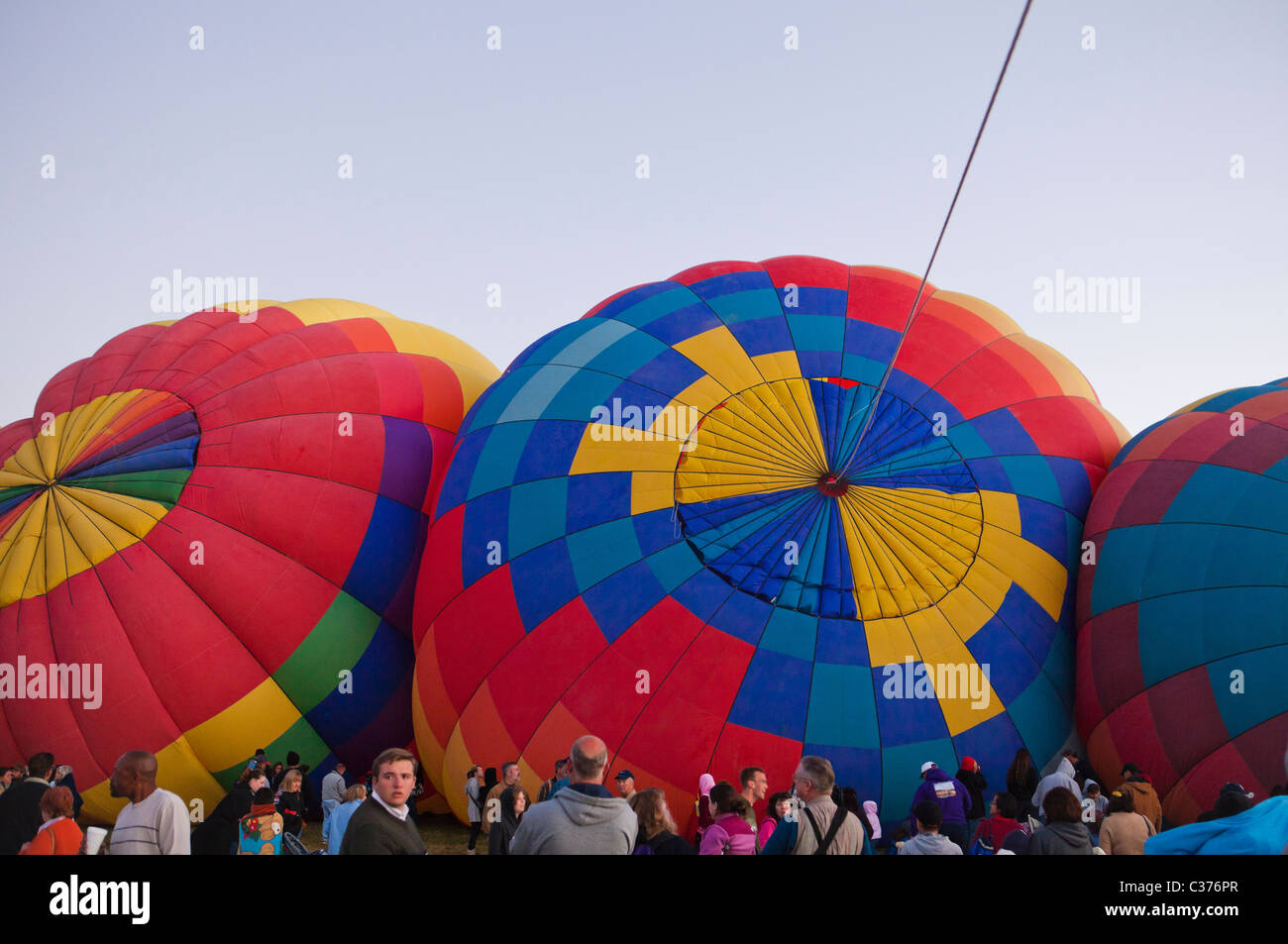 Hot air balloons being prepped to fly. Hot air Balloon Fiesta, October ...