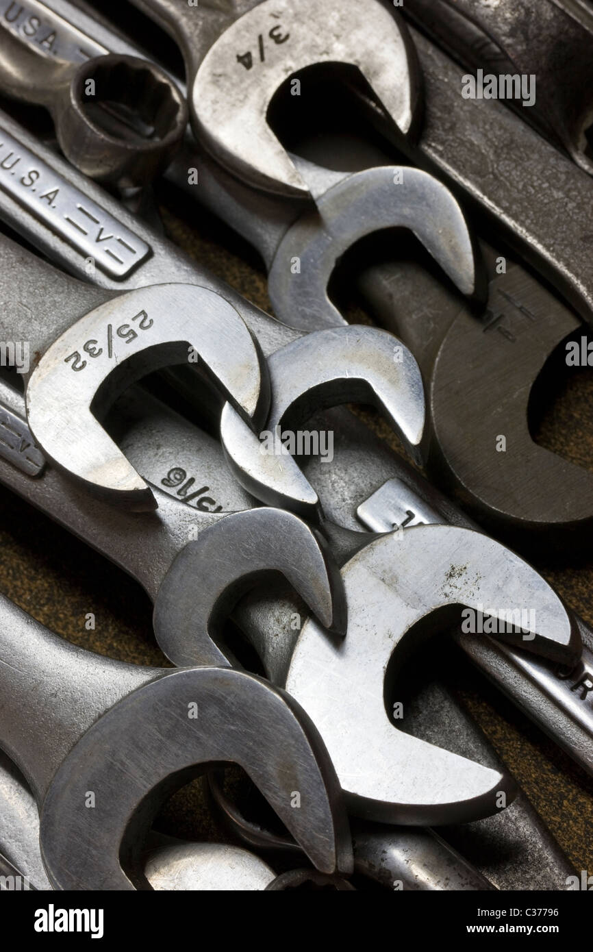 Close-up macro photograph of a mechanic's tools in a tool box Stock ...