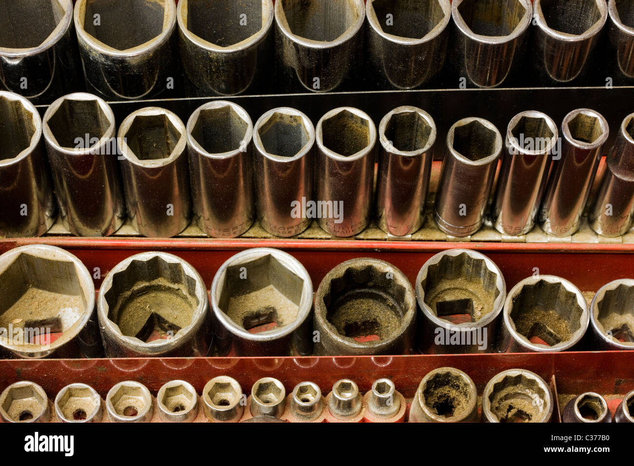 Close-up macro photograph of a mechanic's tools in a tool box Stock ...