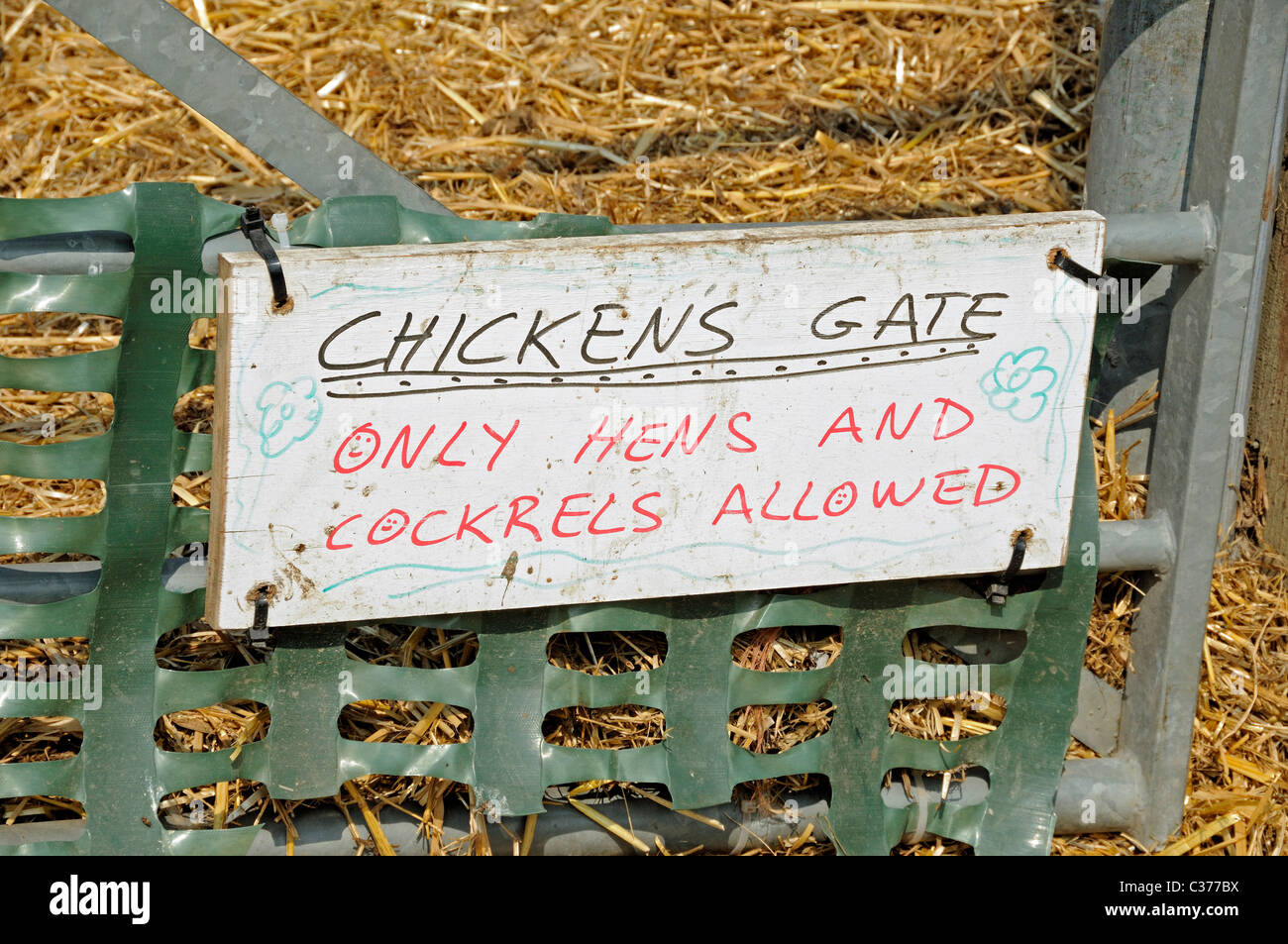 Sign saying Chickens Gate, only hens and cockerels allowed, Hackney ...
