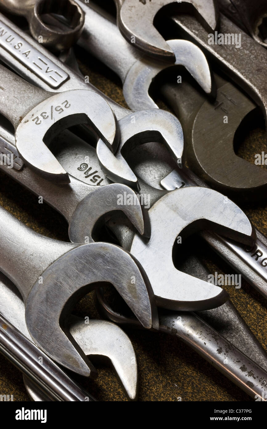 Close-up macro photograph of a mechanic's tools in a tool box Stock ...