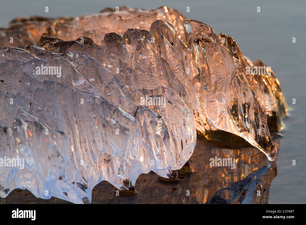 Ice drift on Siberian river Irtysh under sunset Stock Photo - Alamy