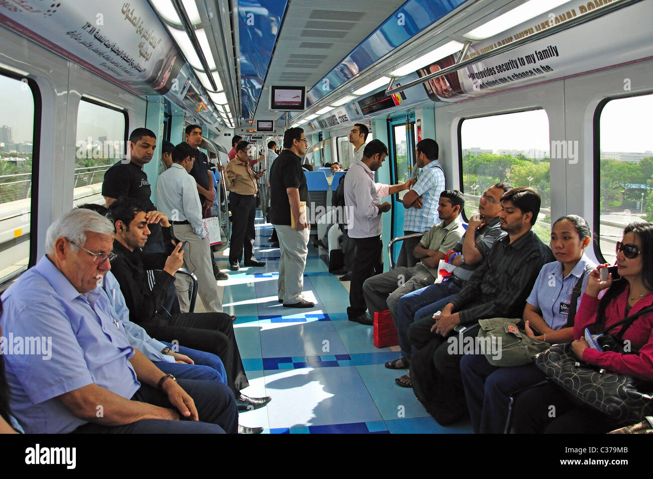 Interior of metro carriage, Dubai Metro, Downtown Dubai, Dubai, United ...