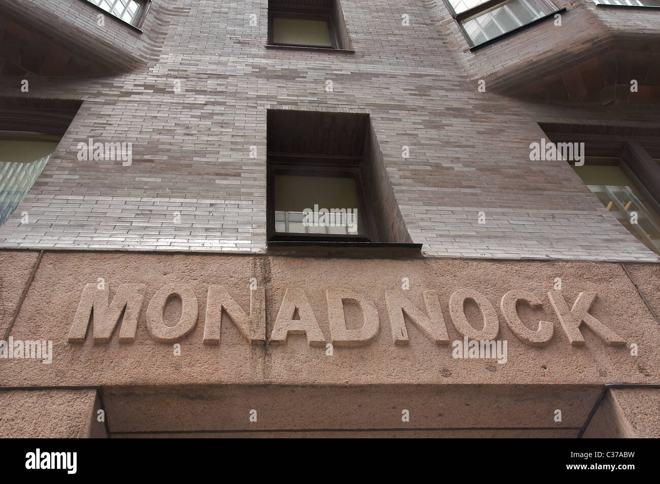 Sign on the Monadnock Building in Chicago. It's the world's tallest ...