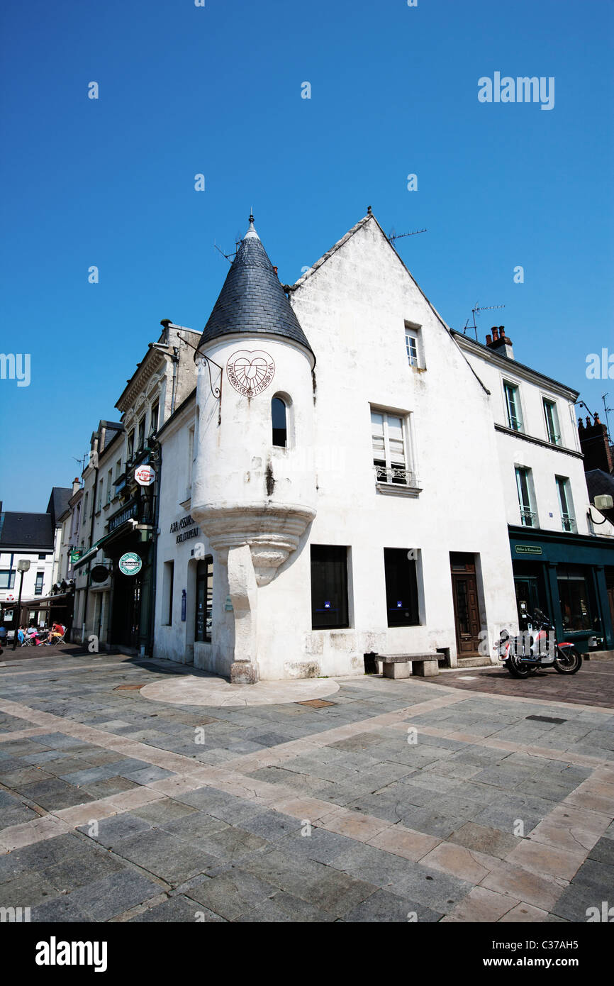 Historic turret with conical roof and unusual sun dial hi-res stock ...