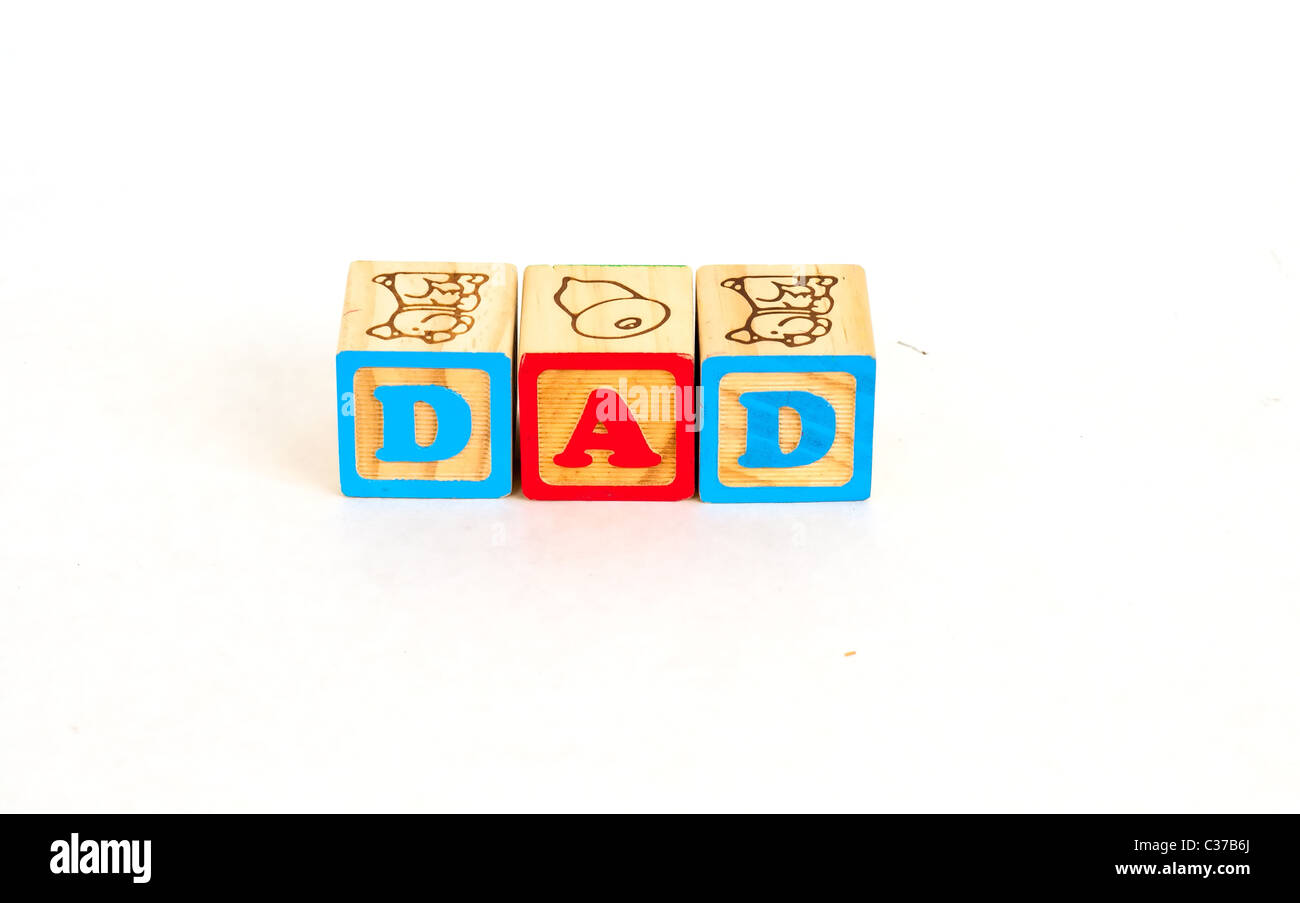 Vintage alphabet blocks spelling out DAD Stock Photo - Alamy