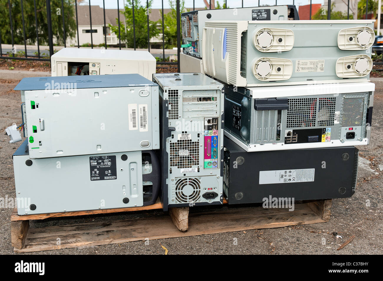 Electronic goods collected for recycling in Santa Barbara at earth day ...