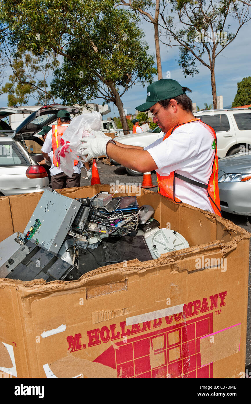 Recycling worker help in the collection, sorting, and packing of ...