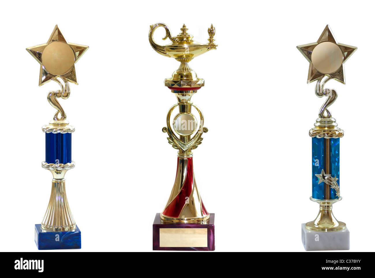 three awards isolated on white background Stock Photo - Alamy