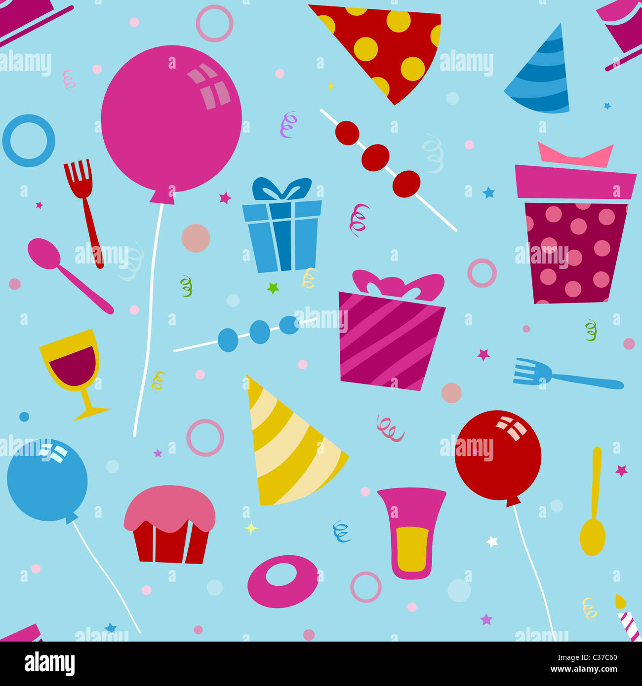 Seamless Background Illustration of Birthday Related Items Stock Photo ...