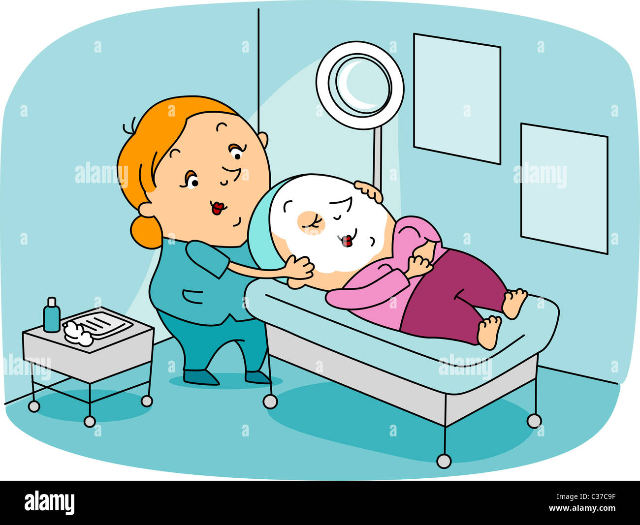 Illustration of an Esthetician at Work Stock Photo - Alamy
