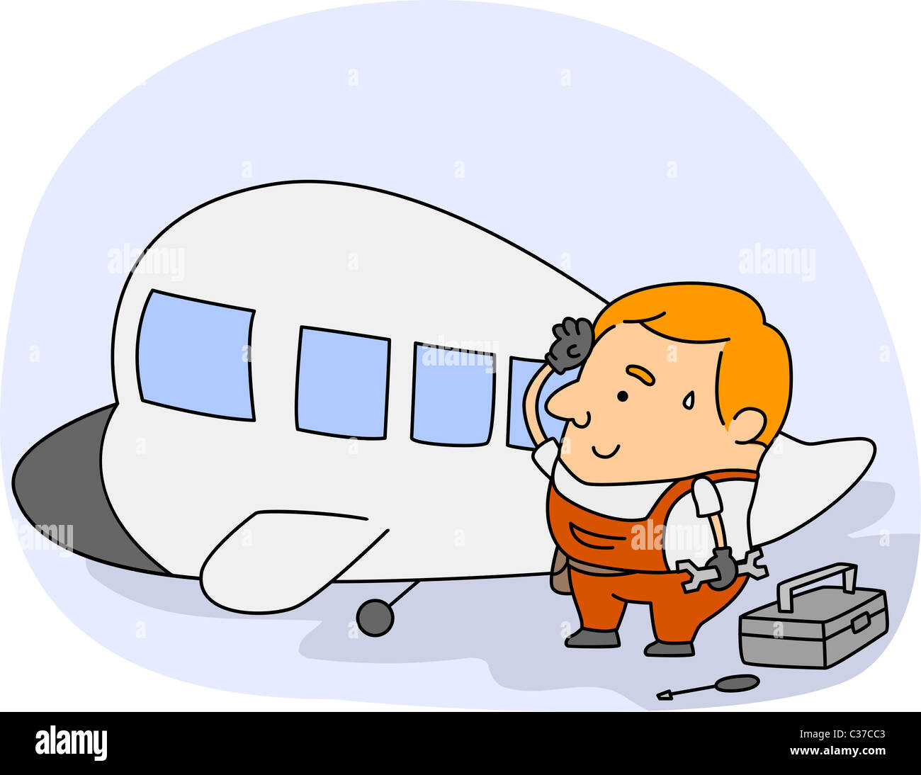 Illustration of an Aircraft Mechanic at Work Stock Photo - Alamy
