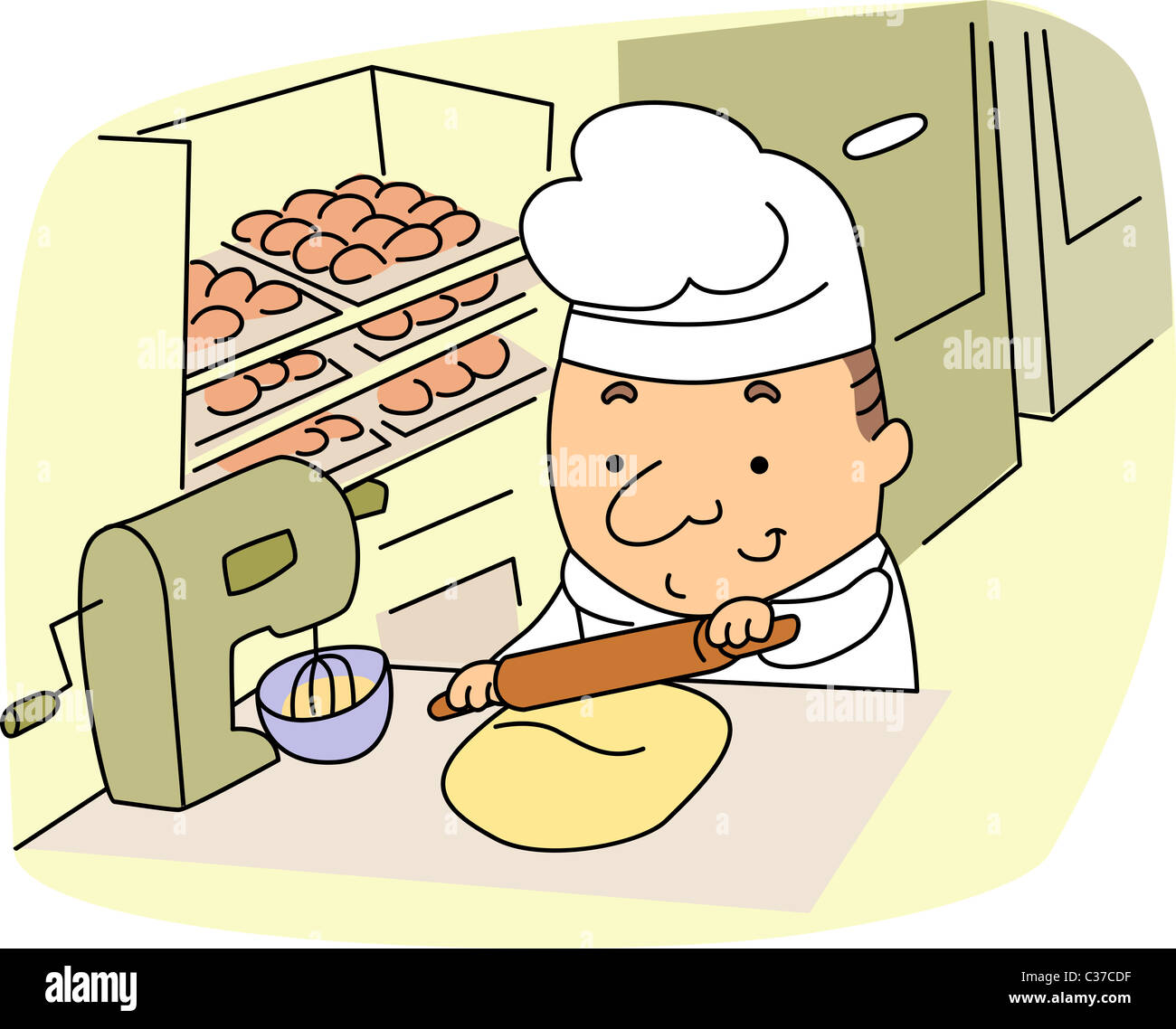 Illustration of a Baker at Work Stock Photo - Alamy