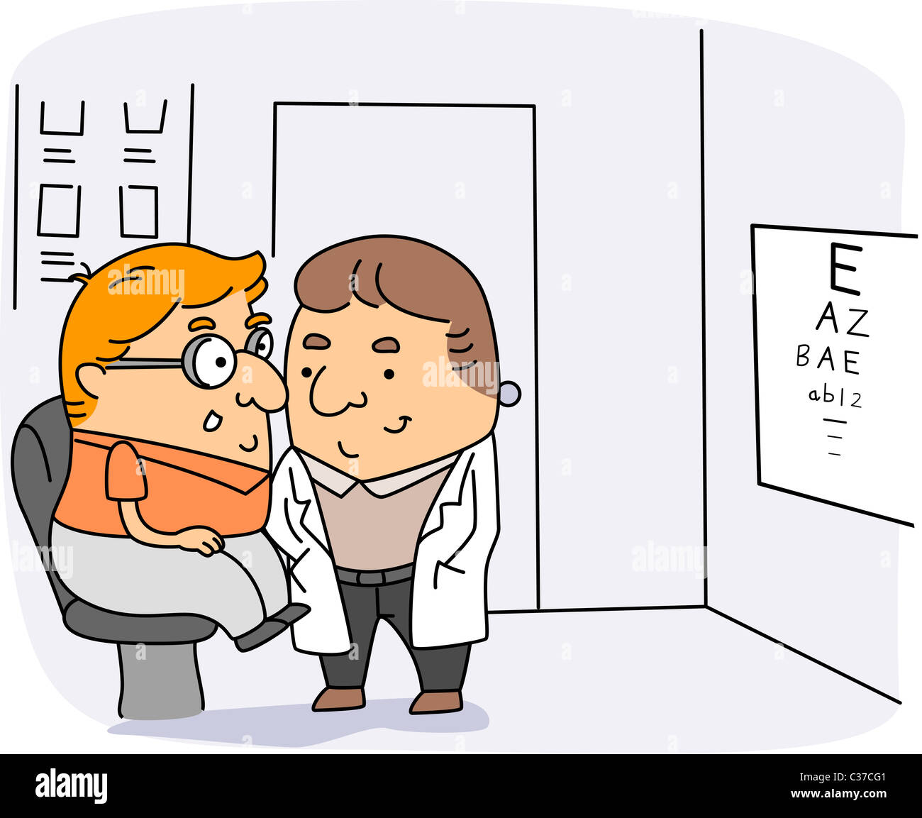 Illustration of a Dispensing Optician at Work Stock Photo - Alamy