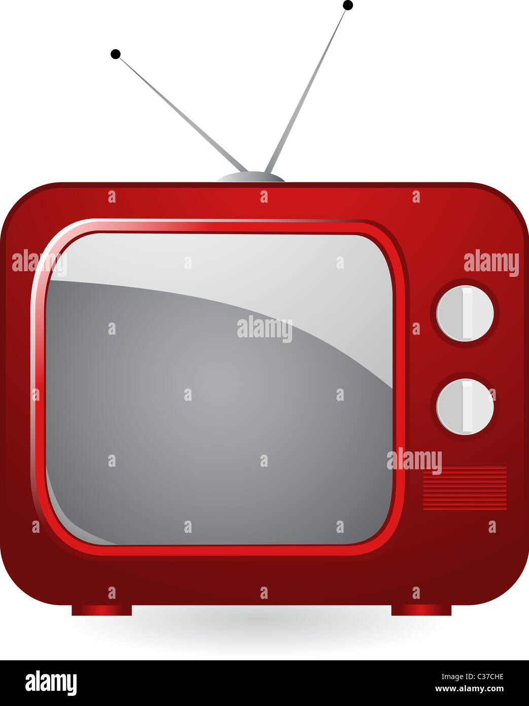 red retro tv with glossy screen and dials Stock Photo - Alamy