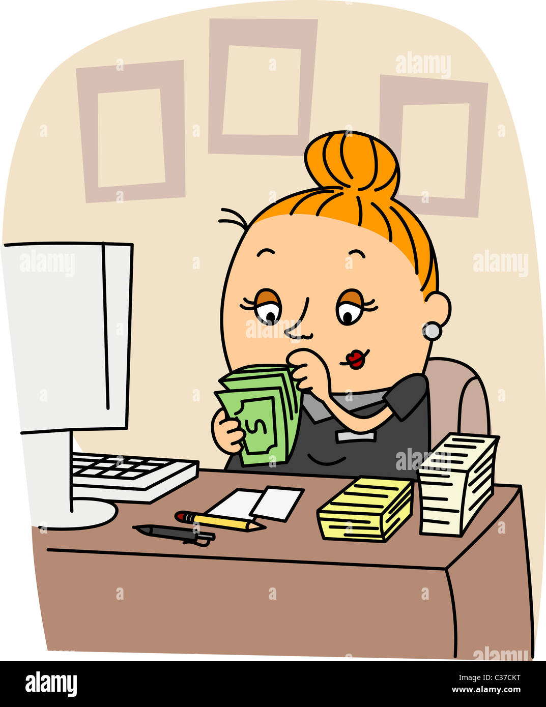 Illustration of an Accountant at Work Stock Photo - Alamy