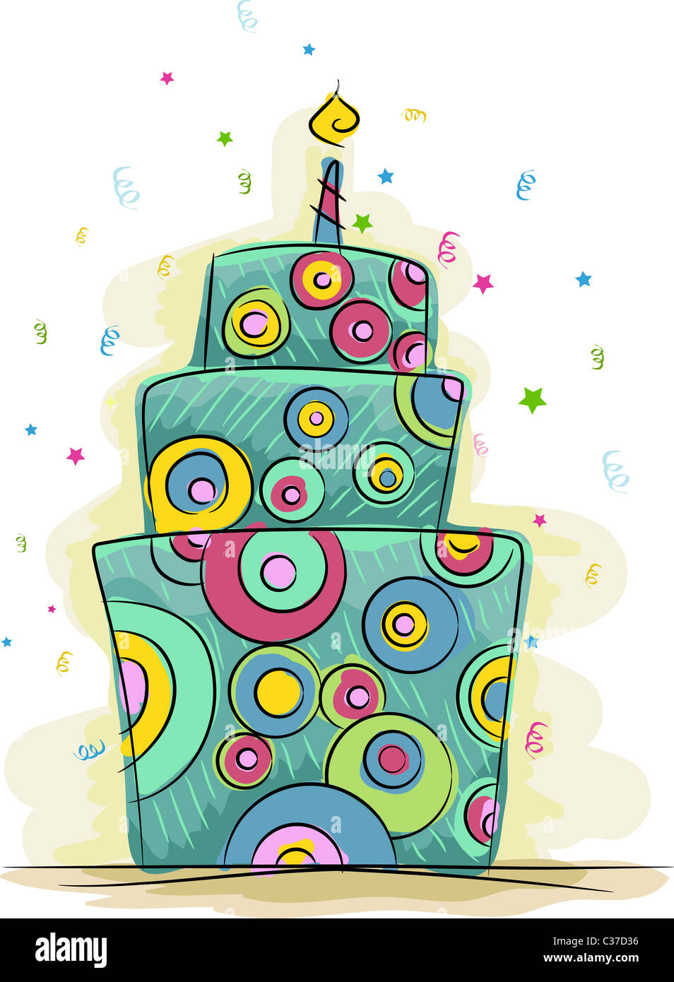Illustration of a Cake with a Funky Design Stock Photo - Alamy