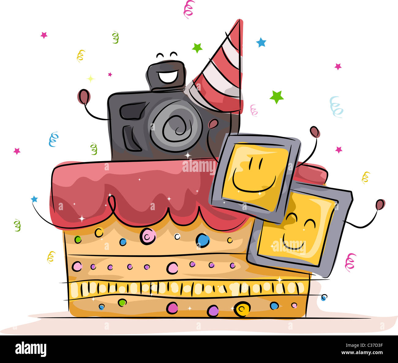 Illustration of a Cake with a Photography Theme Stock Photo - Alamy