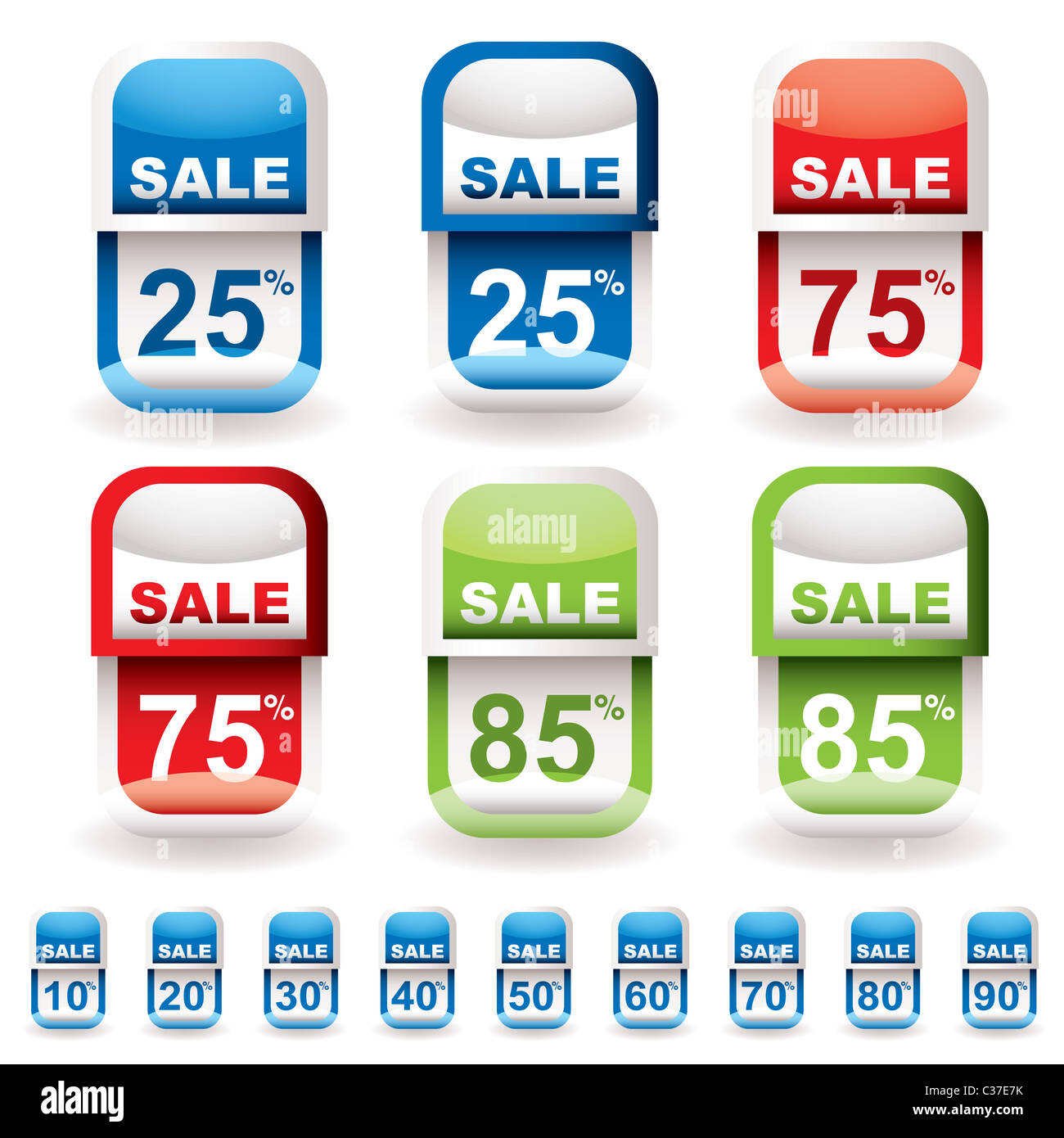Collection of discount sale tags with different percentage prices Stock ...