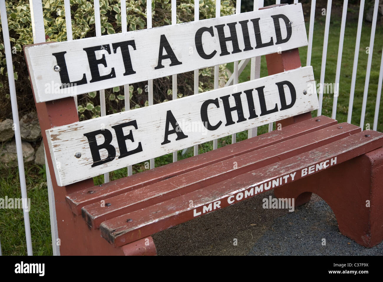 Community bench in St Johns Antigua Stock Photo - Alamy