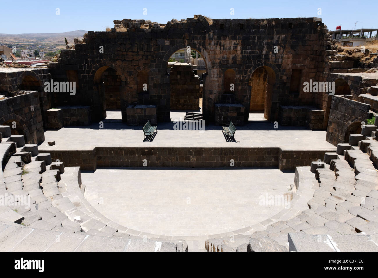 Shahba. Syria. View of the Roman theatre found in the ancient city of ...