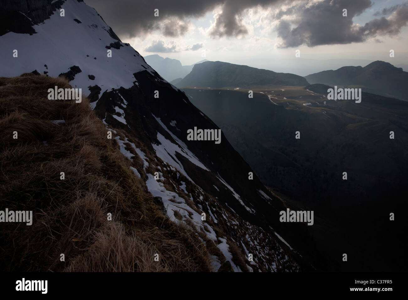 French Alps at sunset, Bargy Mountains, Grand Bornand, France Stock ...