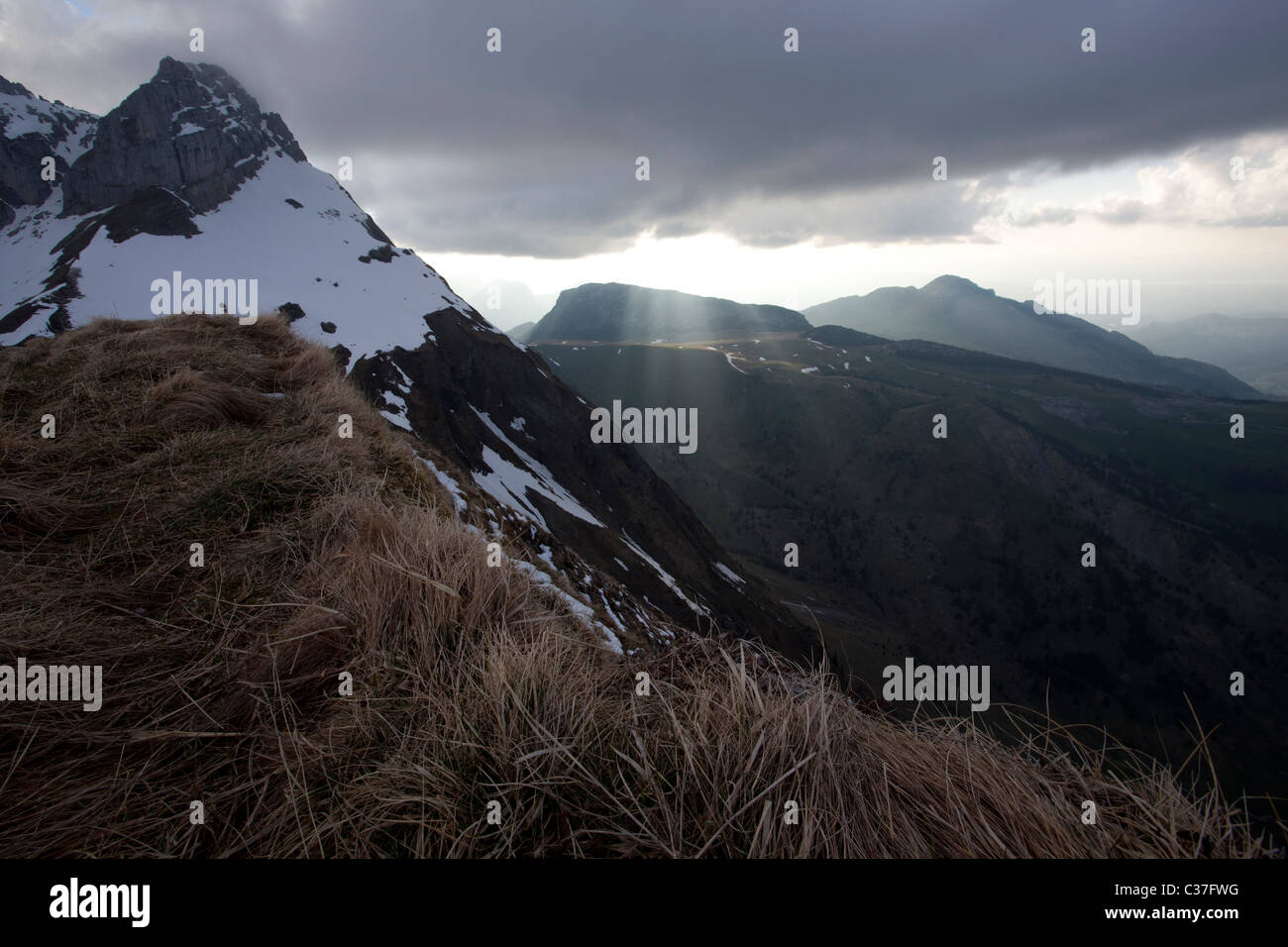 French Alps at sunset, Bargy Mountains, Grand Bornand, France Stock ...