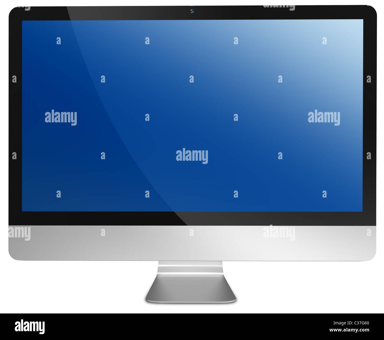 Metallic computer with flat-screen panel isolated with clipping path ...