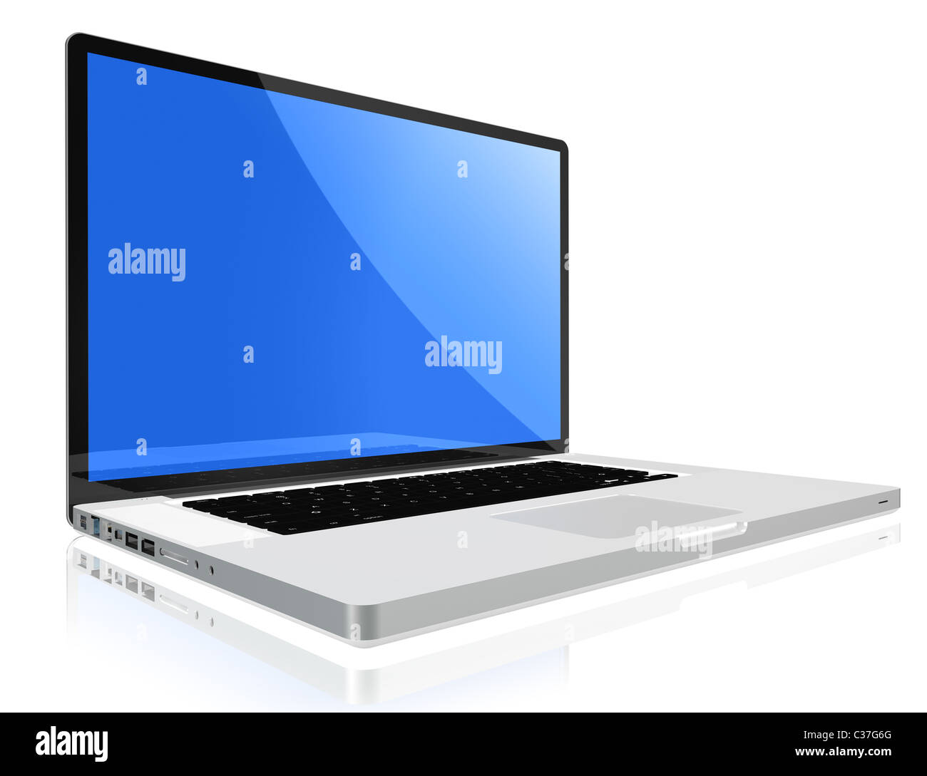 High quality render of gray high-end laptop computer with white screen ...