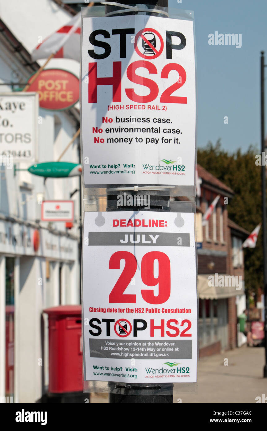 Anti High Speed 2 (HS2-proposed railway) posters with public ...