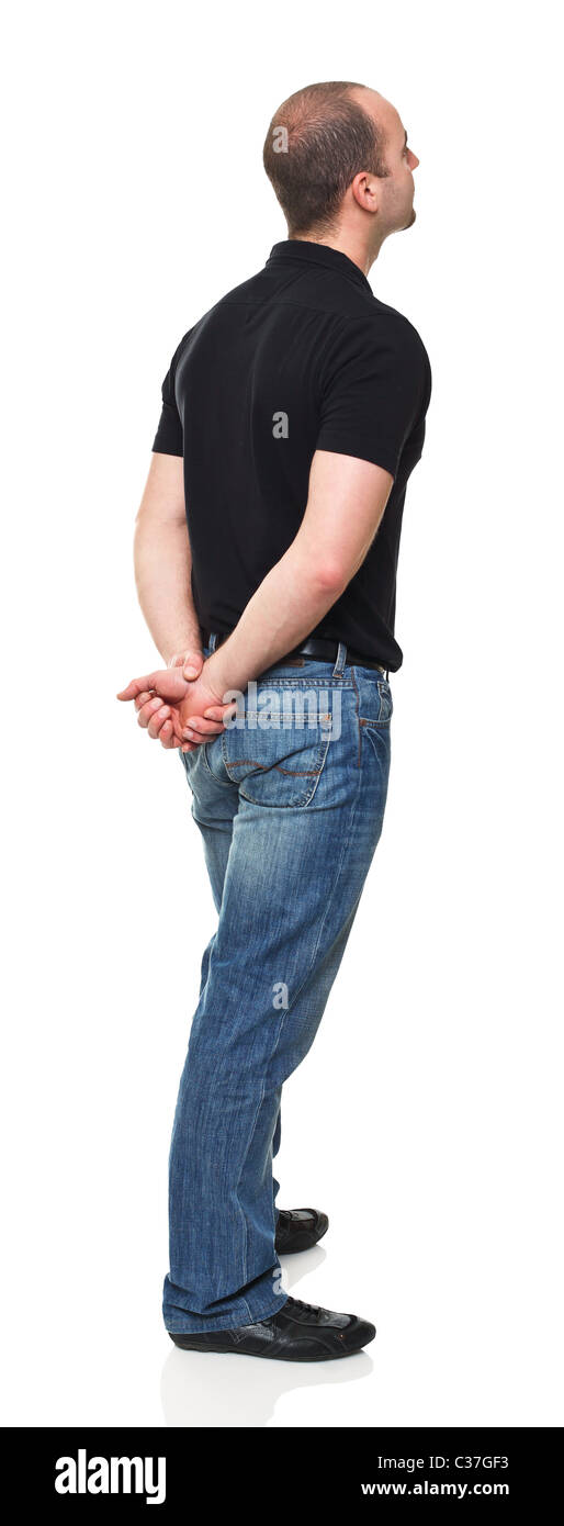 standing man back view isolated on white background Stock Photo - Alamy