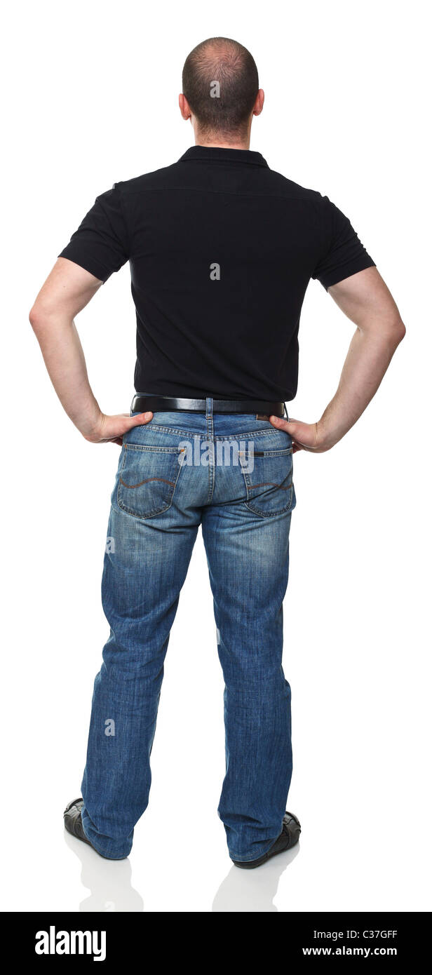 standing caucasian man back view isolated Stock Photo - Alamy