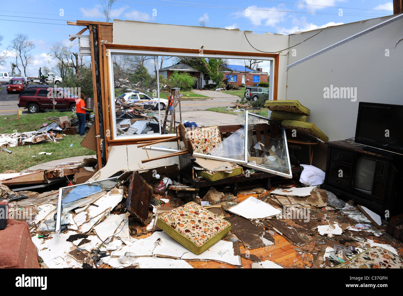 SAINT LOUIS, MISSOURI - APRIL 26: Clean up after tornadoes hit the ...
