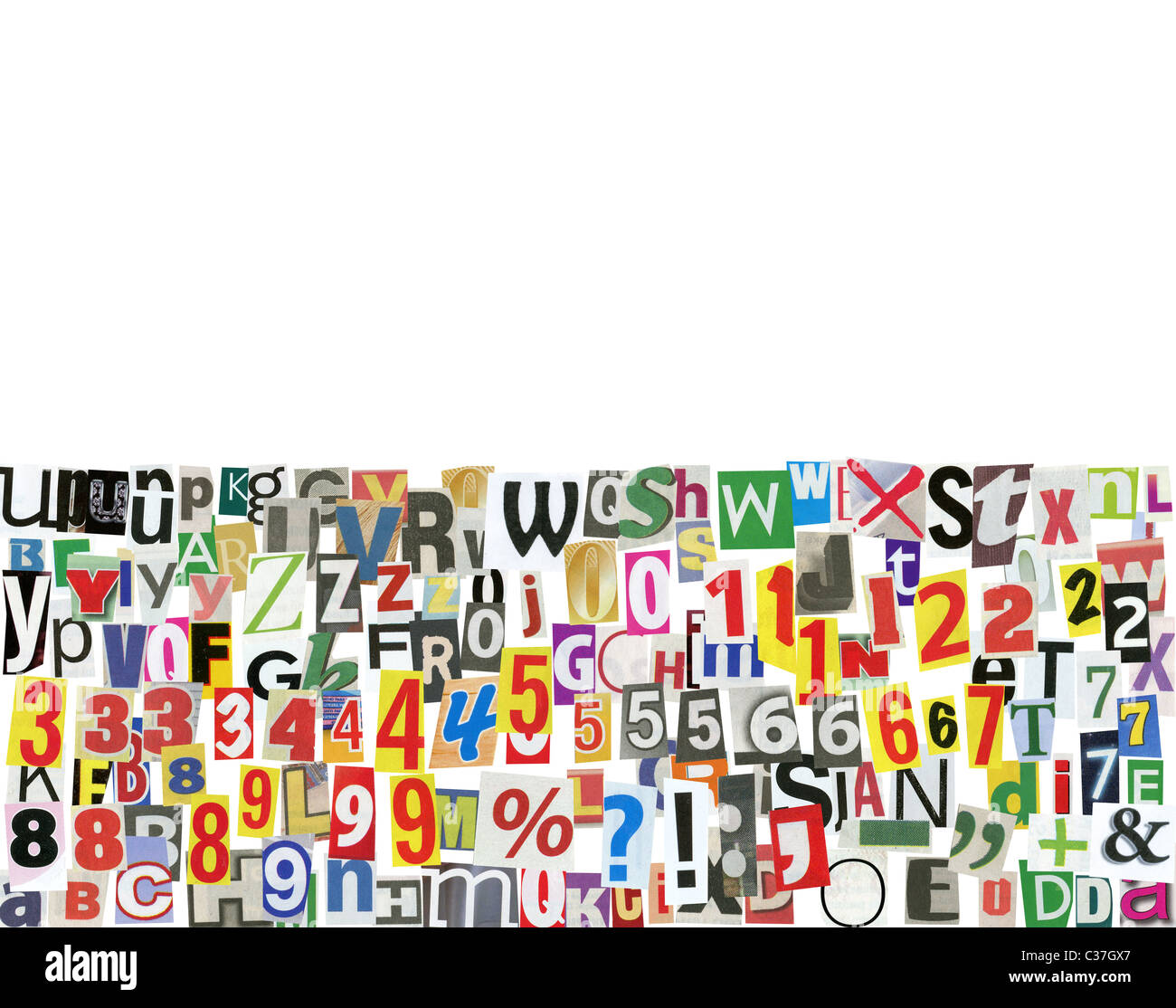 Newspaper magazine alphabet letters numbers hi-res stock photography ...