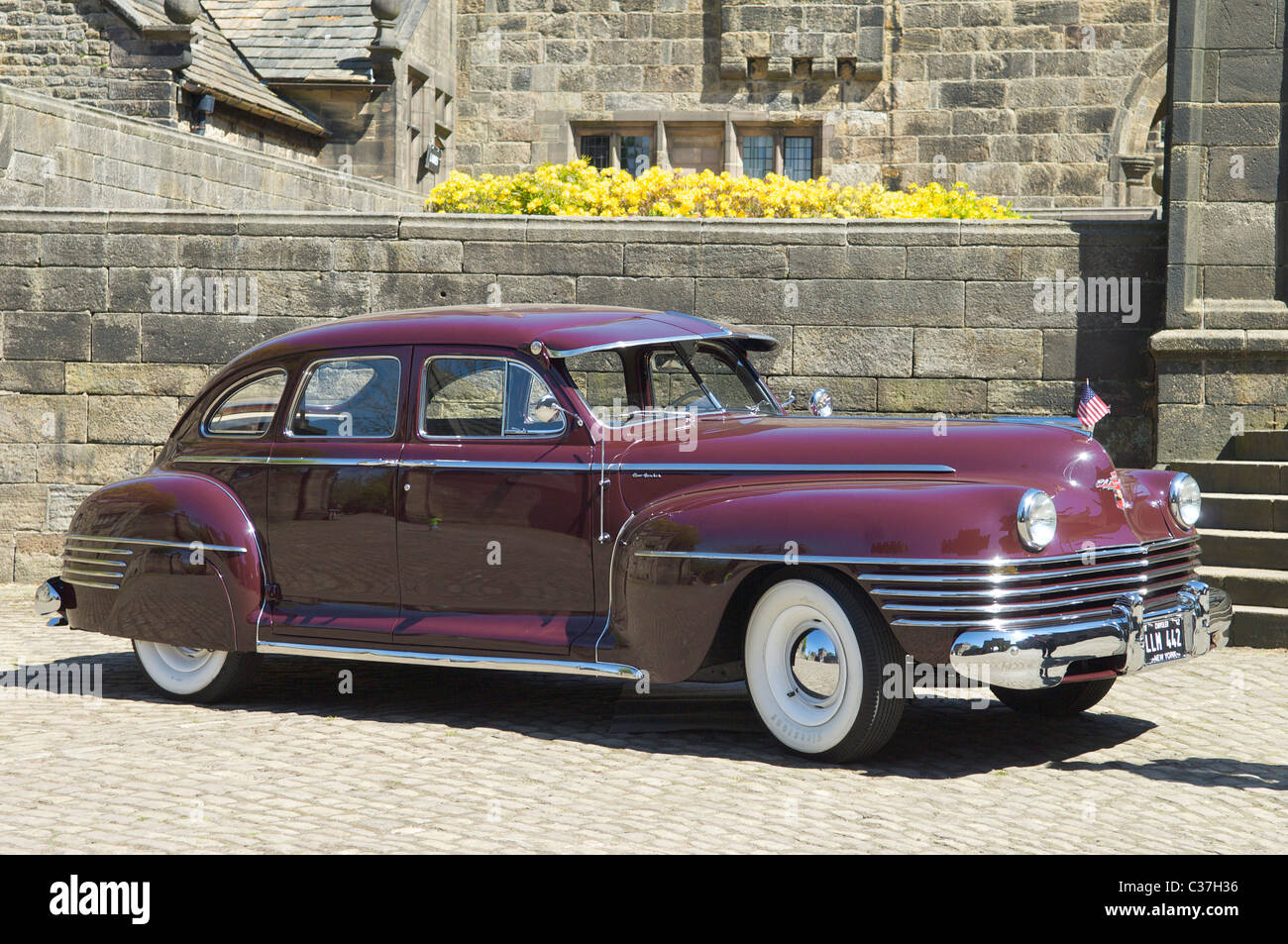 1942 Chrysler New Yorker car in the grounds of Hoghton Towers ...