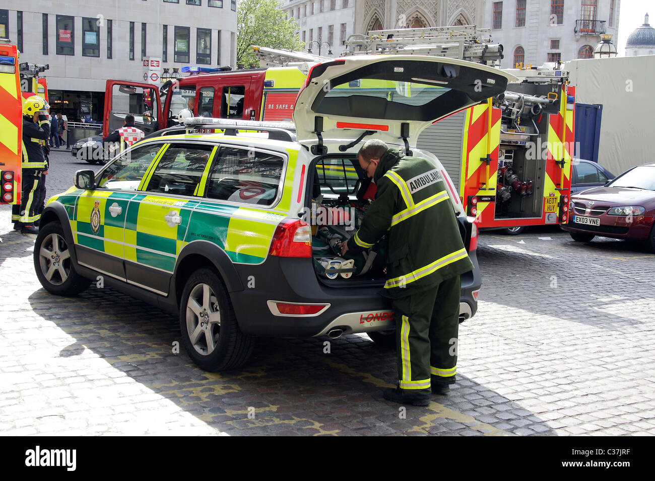 London Ambulance Officer at HAZMAT incident in London Stock Photo - Alamy