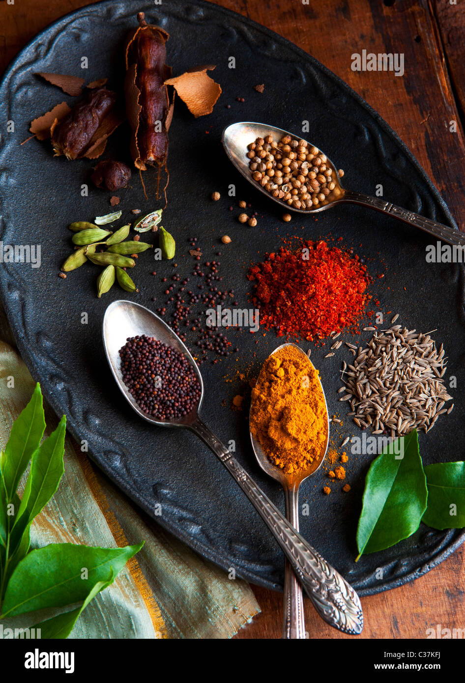 INDIAN SPICES ON PLATE Stock Photo - Alamy