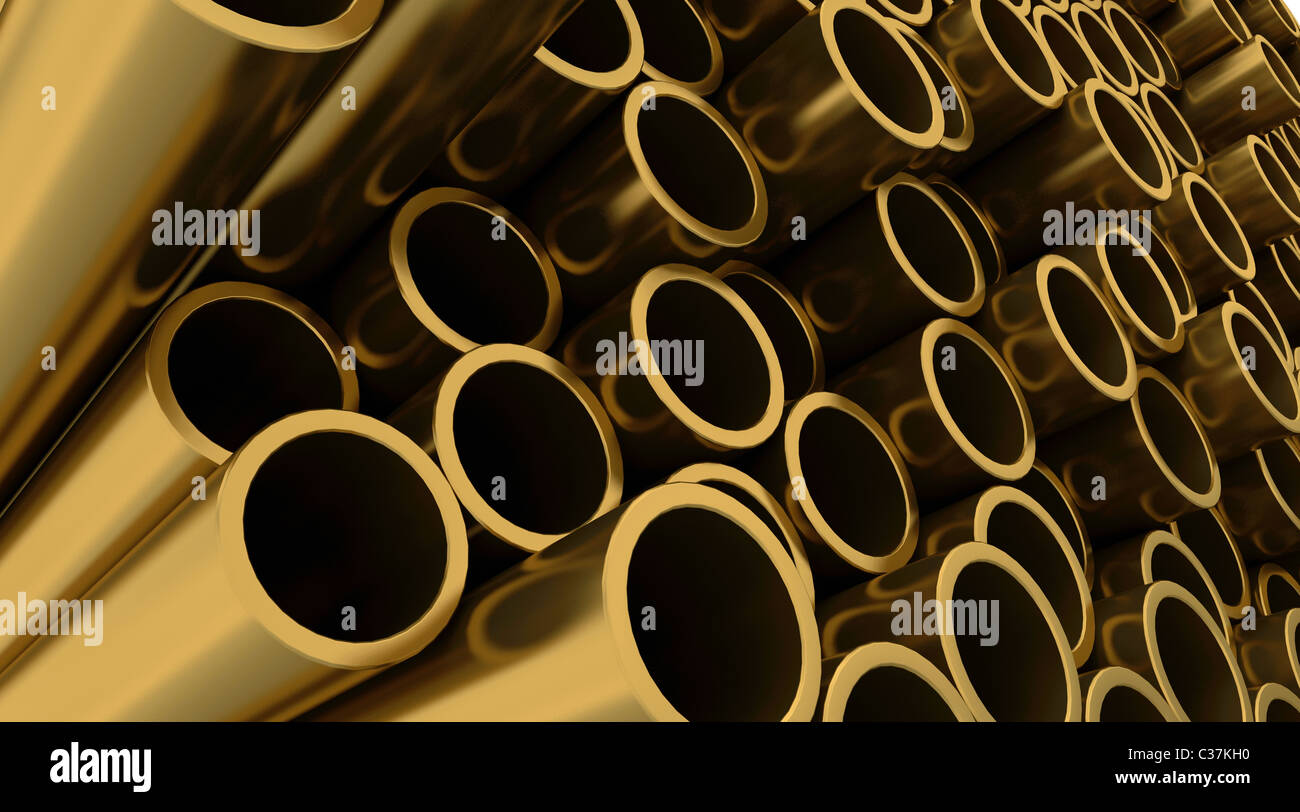 3d render of copper pipes Stock Photo - Alamy