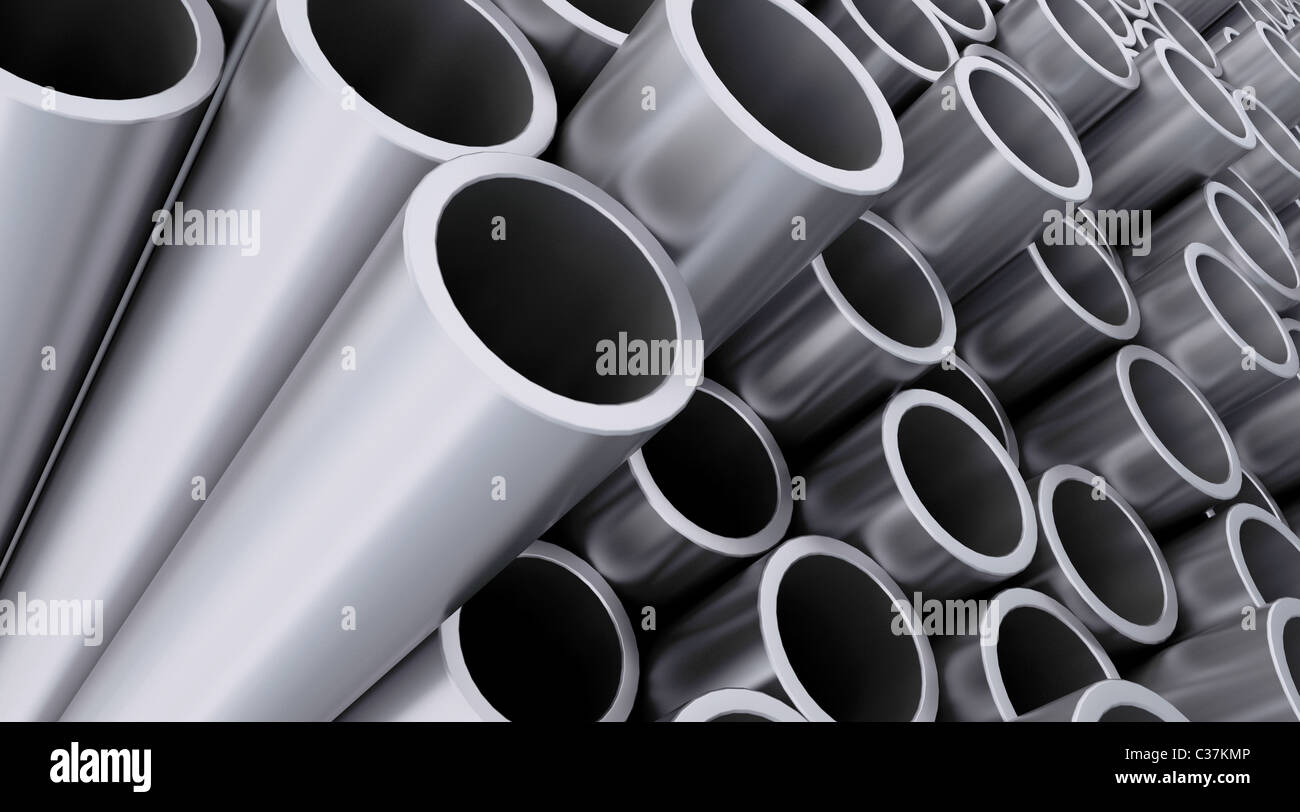 3d render of steel pipes Stock Photo - Alamy