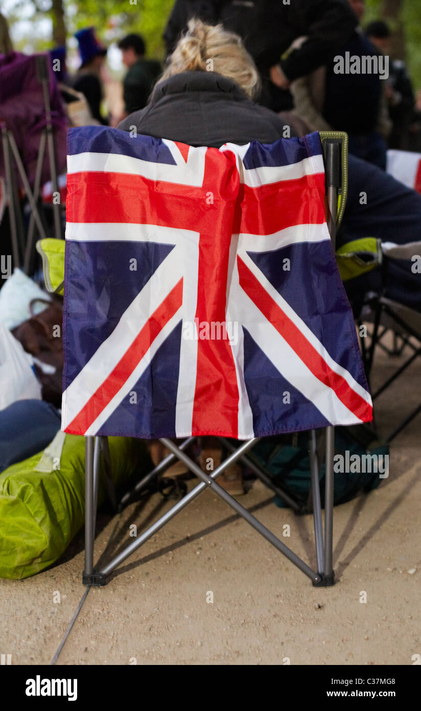 Union jack draped over the back of a chair Stock Photo - Alamy