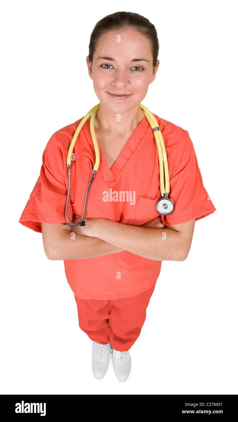 Portrait of young nurse smiling with arms crossed Stock Photo - Alamy
