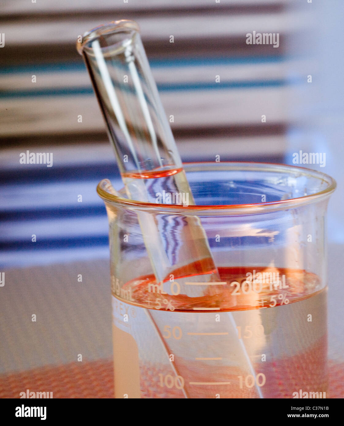 Water Quality Testing Still Life, beakers and other glassware Stock ...