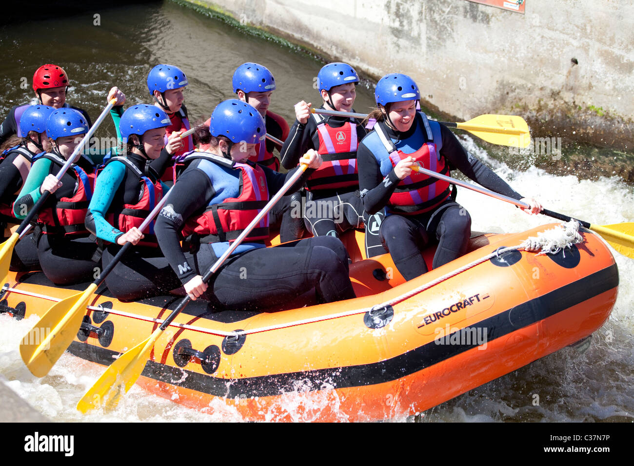 White water rafting at National Water Sports Centre, Holme Pierrepoint ...