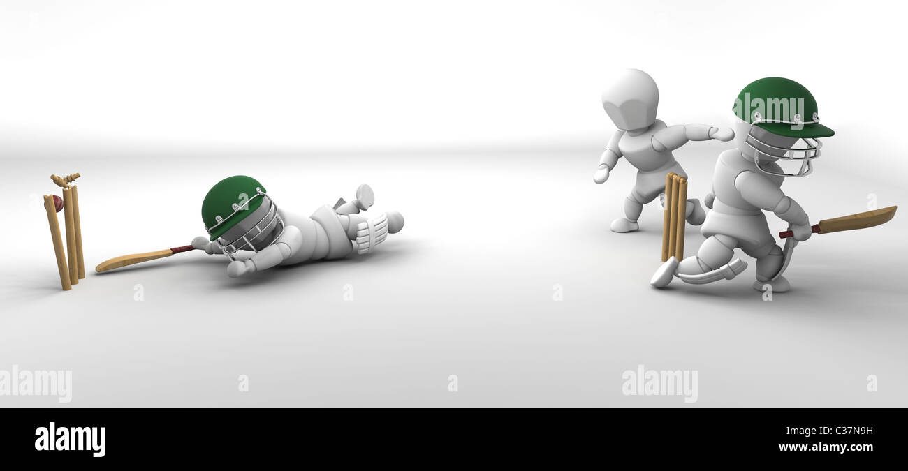 3d render of men playing cricket Stock Photo - Alamy