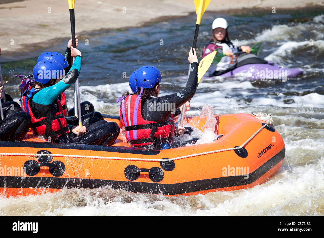 White water rafting at National Water Sports Centre, Holme Pierrepoint ...