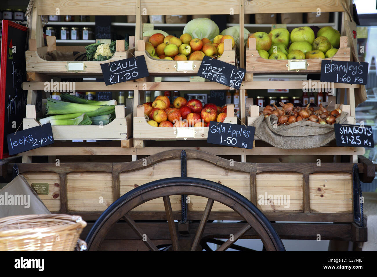 Fruit and vegetables on a cart Stock Photo - Alamy