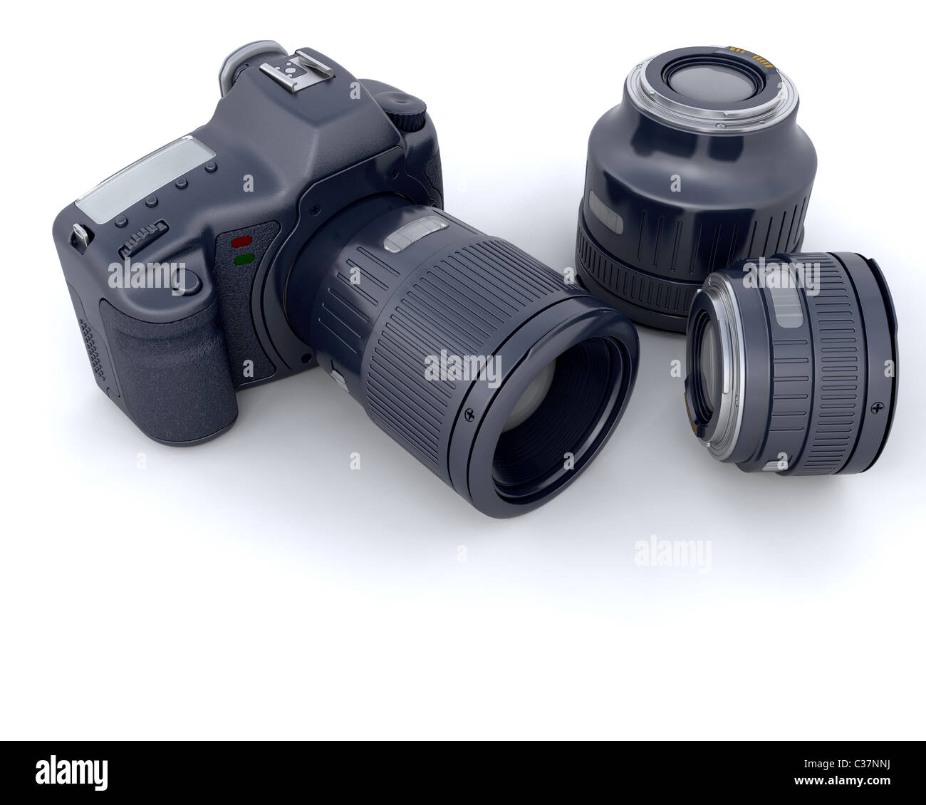 3D photographic camera and its lens isolated Stock Photo - Alamy